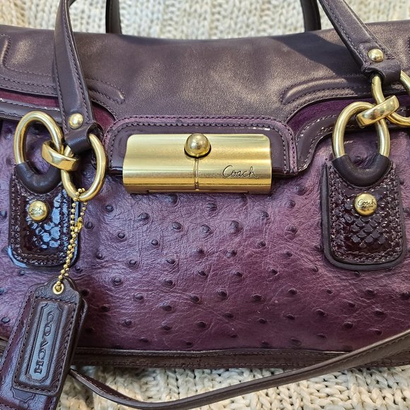 Coach | Bags | Coach Purple Plum Mixed Leather Shoulder Purse Bag ...